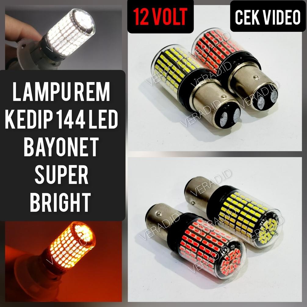 Jual H-4 Lampu Rem 144 Led 2 Kaki 1157 Kedip Flash 12 Volt 24 Volt ...