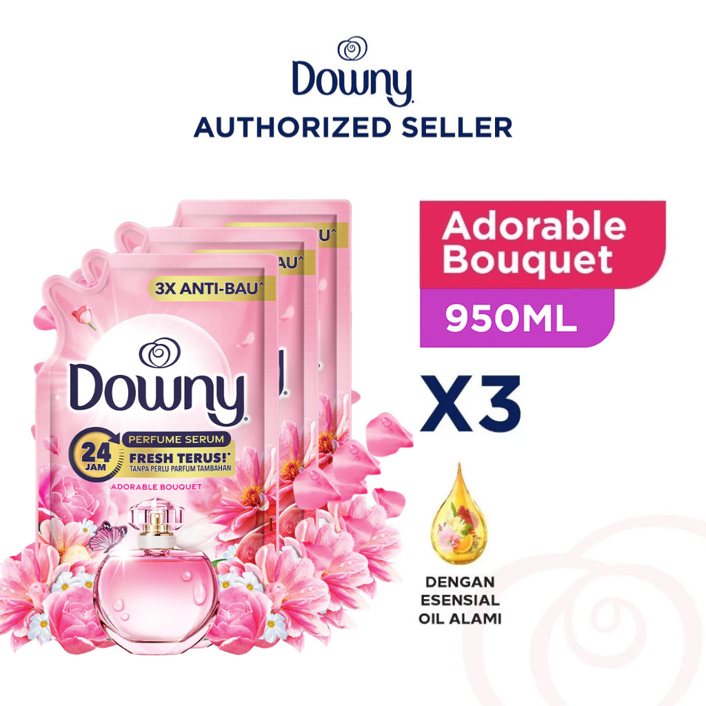 Jual Downy Pelembut dan Pewangi Pakaian Konsentrat Premium Parfum Adorable Bouquet 950ml x 3 pcs ...