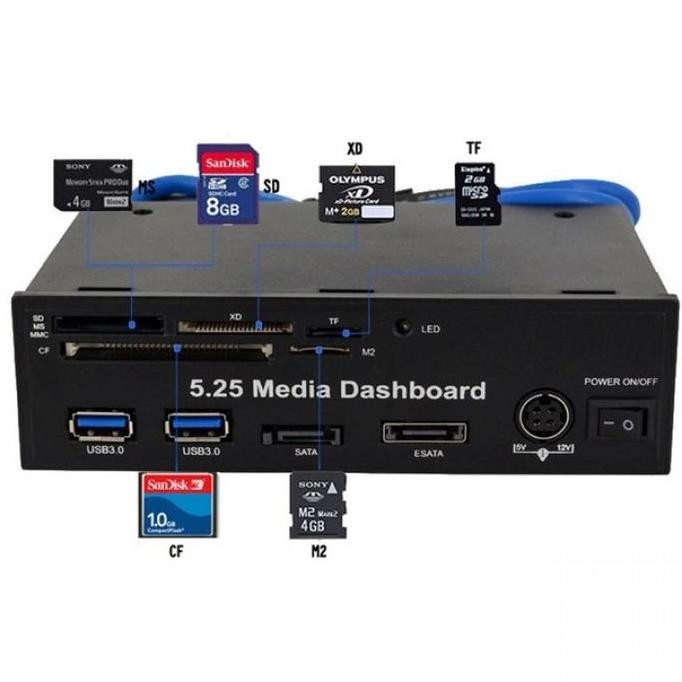 Jual Multifunctional Front Panel Media Dashboard 5.25 eSATA USB 3.0 ...