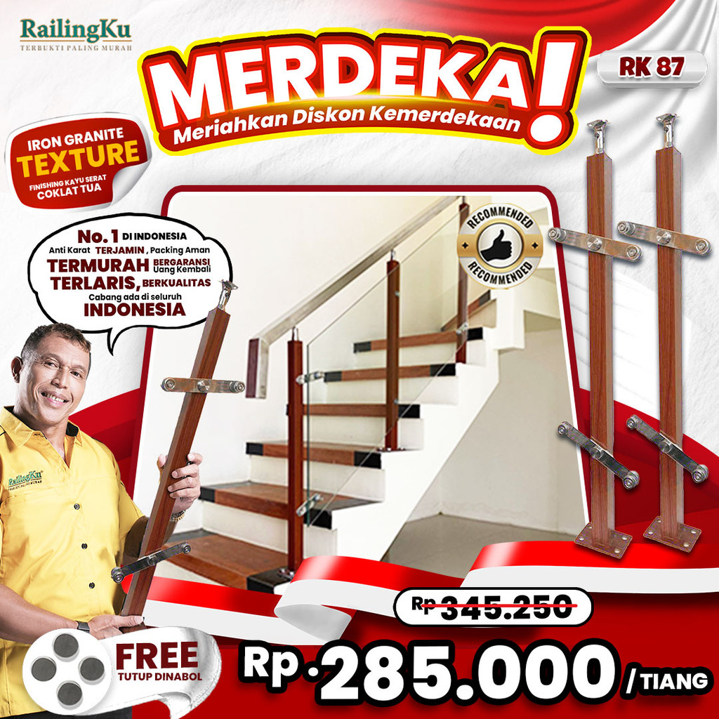 Jual Railing Tangga Stainless Wood Texture Railingku [MERDEKA] RK 87 ...