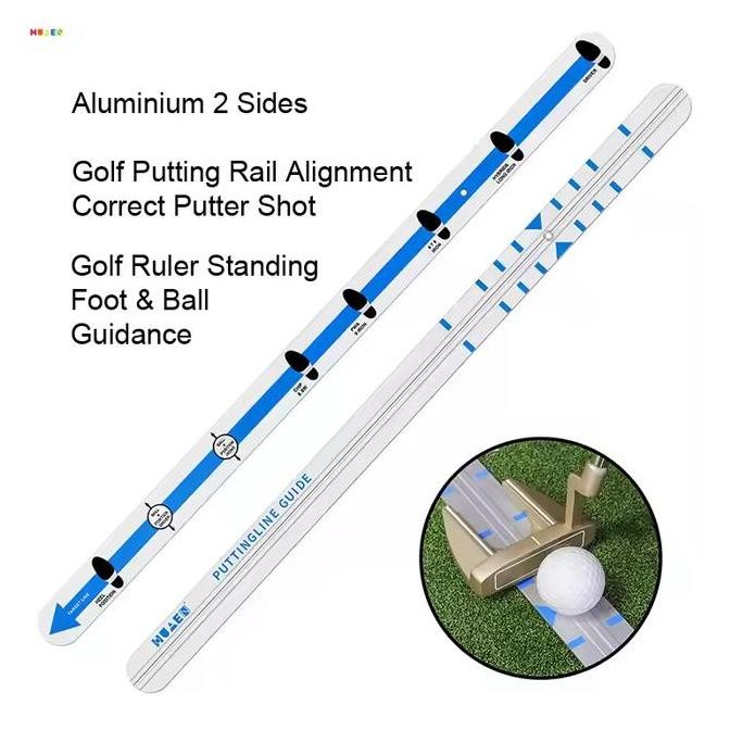 Jual Golf Aluminium 2 Sides Putting Rail Alignment Golf Ruler Standing ...