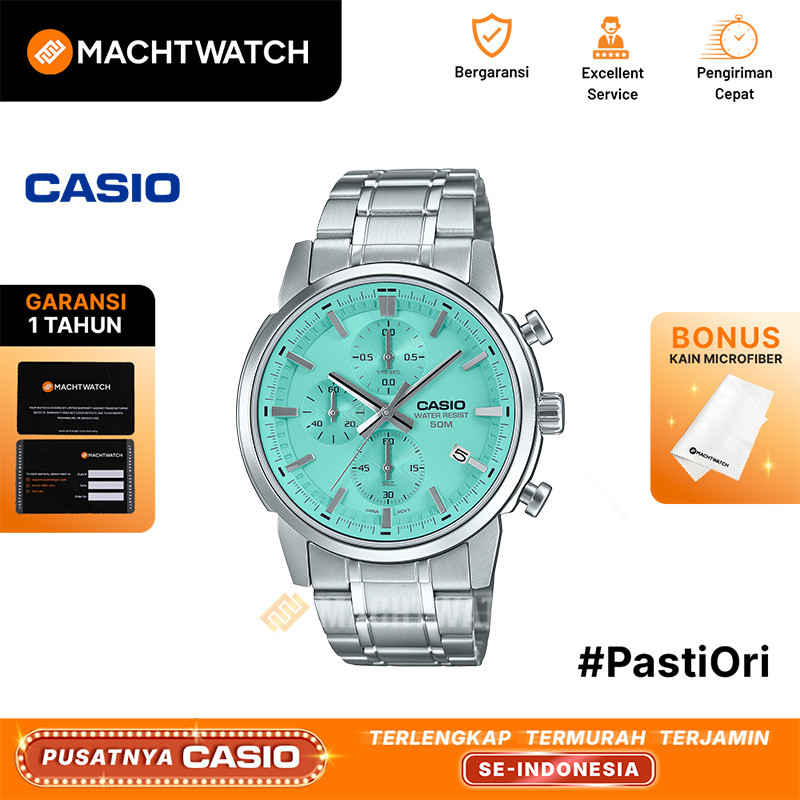 Jual Jam Tangan Casio MTP-E510D-2AVDF MTPE510 MTP-E510D Chronograph Baby Blue Dial Stainless ...