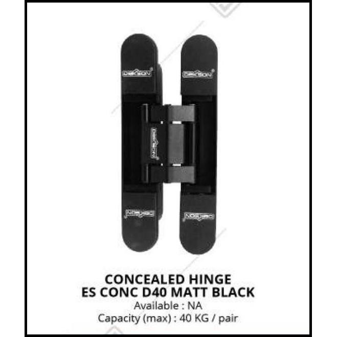 Jual CONCEALED HINGE DEKKSON ADJUSTABLE ES CONC D40 MATT BLACK Hidden ...