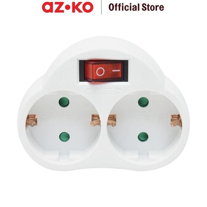 Jual JB AZKO Krisbow Stop Kontak Schuko 2 Soket Dengan Switch - Putih ...