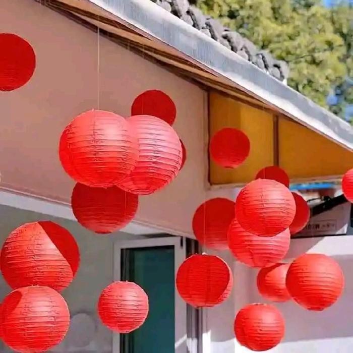 Jual IX Lampion Kain Parasut Warna Merah Putih Untuk HUT RI 17 Agustus ...