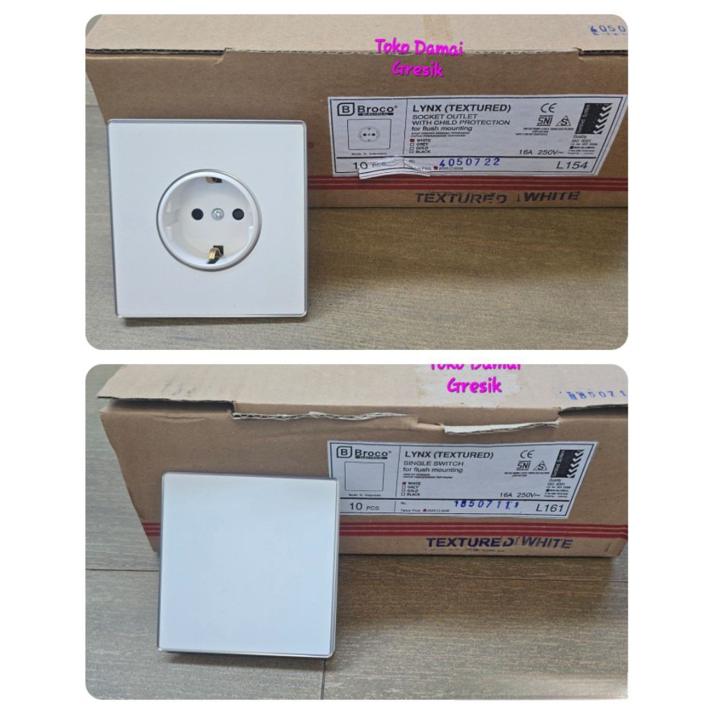 Jual Broco LYNX Saklar minimalis Slim Textured White + inbowdus ...