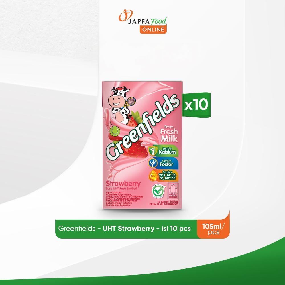 Jual Greenfields Susu UHT Strawberry 105 ml - isi 10 pcs - 100% Fresh Milk dari Greenfields Farm ...