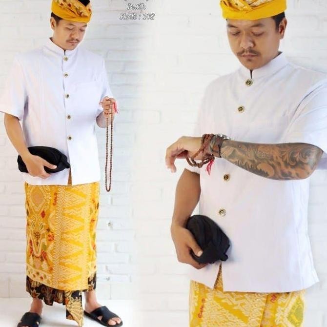 Jual safari baju adat BALI pria tebaru kemeja cowok bahan safari pipil ...