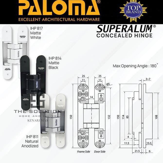 Jual Engsel Paloma Ihp 81 Series 40Kg Max Invisible Hinge Tanam ...