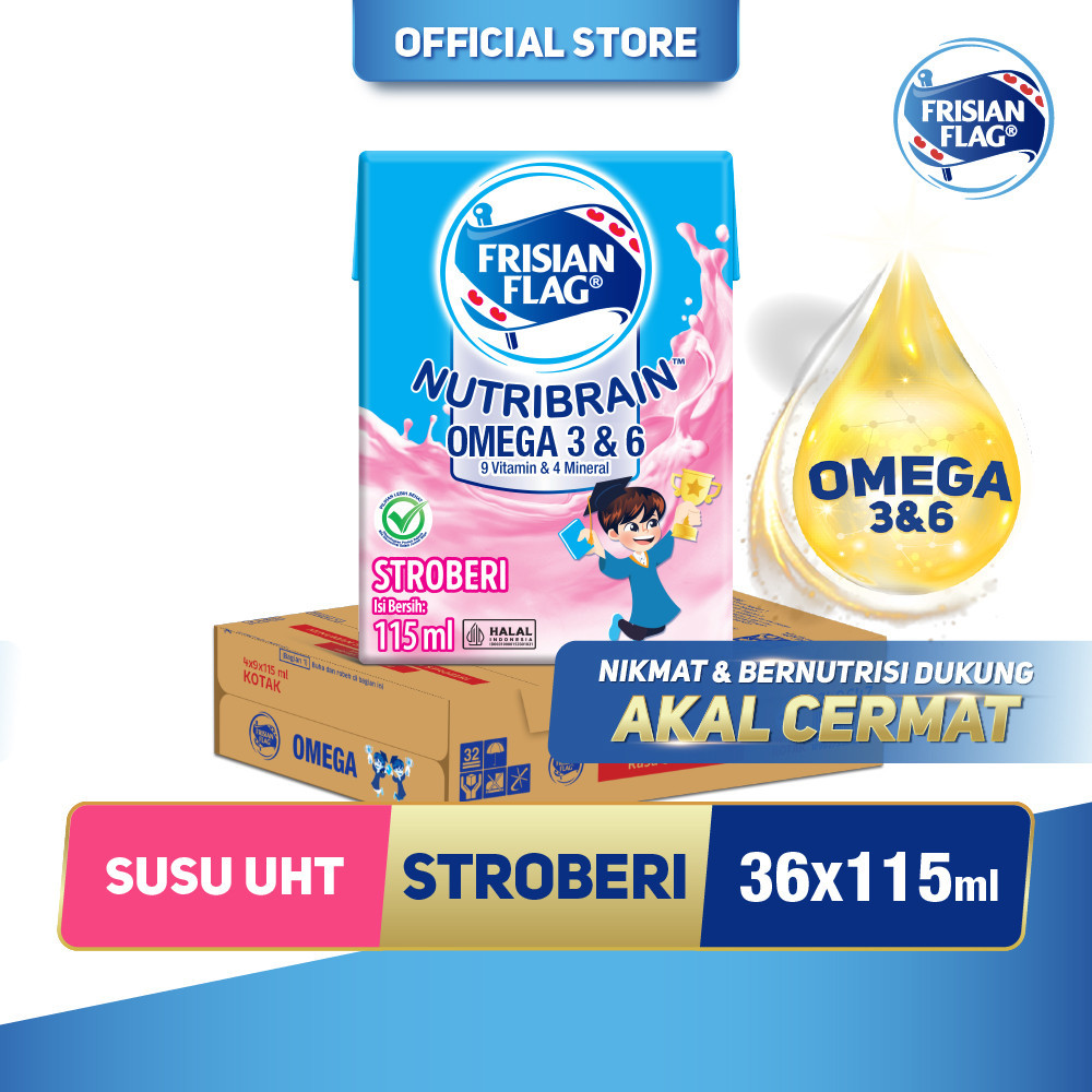 Jual Frisian Flag Omega Susu UHT Strawberry 110Ml [36 Pcs] | Shopee ...