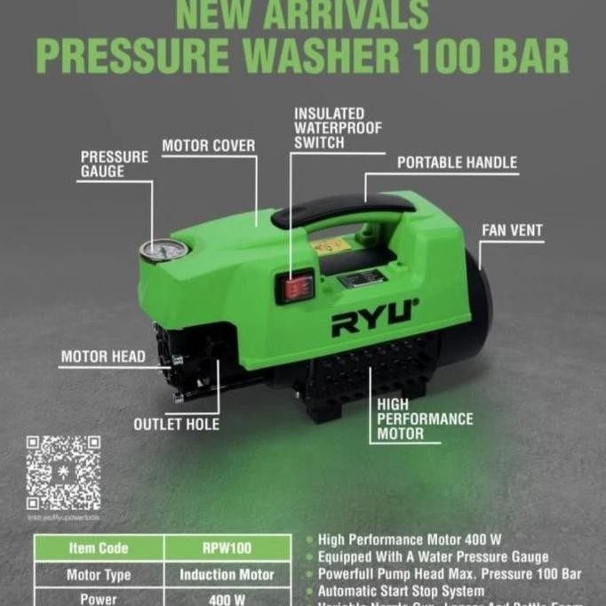 Jual Ryu Rpw100 Mesin Jet Cleaner Cuci Mobil Motor High Pressure ...