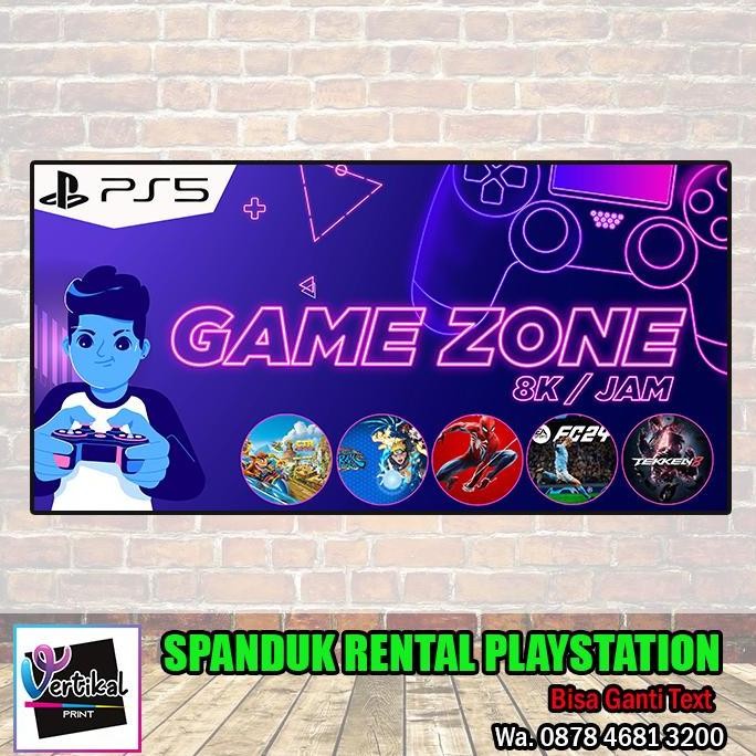 Jual Cetak Banner Spanduk Rental PS Playstation PS3 PS4 PS5 Backdrop ...