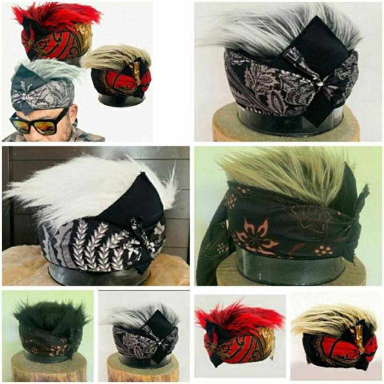 Jual Topi iket blangkon model rambut naruto blangkon merah putih DiM ...