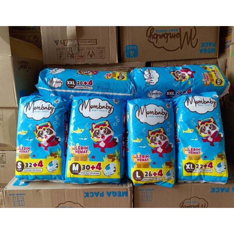 Jual MOMBABY PANTS S32+4/M30+4/L26+4/XL22+4/XXL20+4 beli 2 gratis 1 sachet masker | Shopee Indonesia