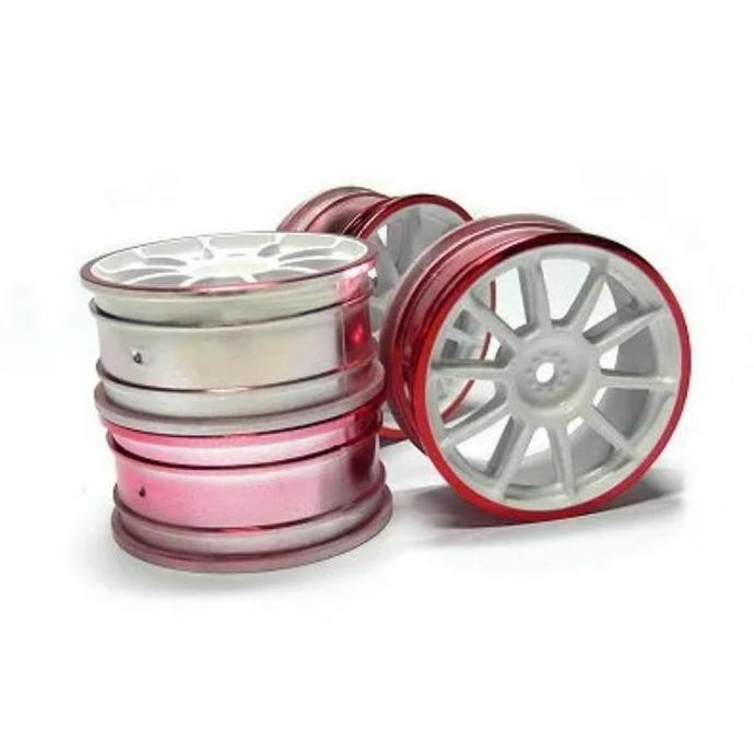 Jual TAMIYA 84251 Medium-Narrow 10-Spoke Wheels White & Red Rims (+/-0 ...