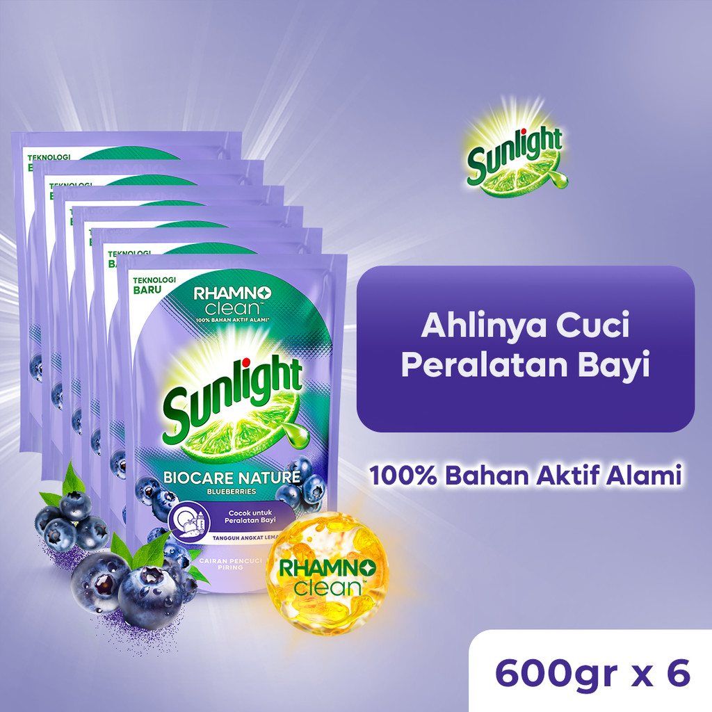 Jual Sunlight Biocare Nature Sabun Cuci Piring 600gr X6 - Sabun Cuci ...