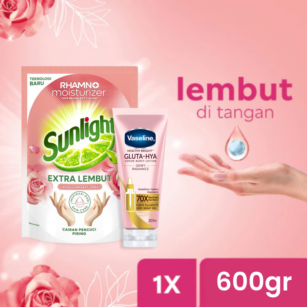 Jual Bundle Sunlight Extra Lembut 600ml & Vaseline Healthy Bright ...