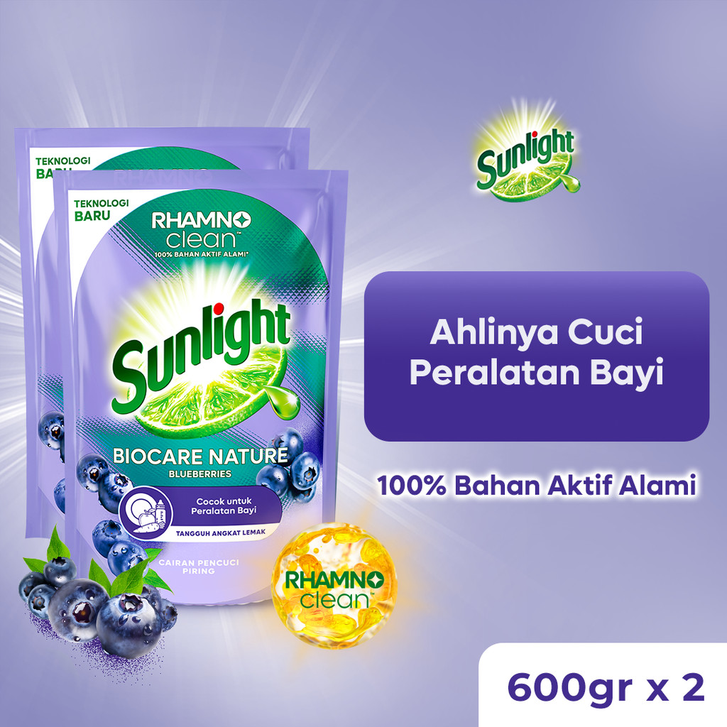 Jual Sunlight Biocare Nature Sabun Cuci Piring 600gr X2 - Sabun Cuci ...