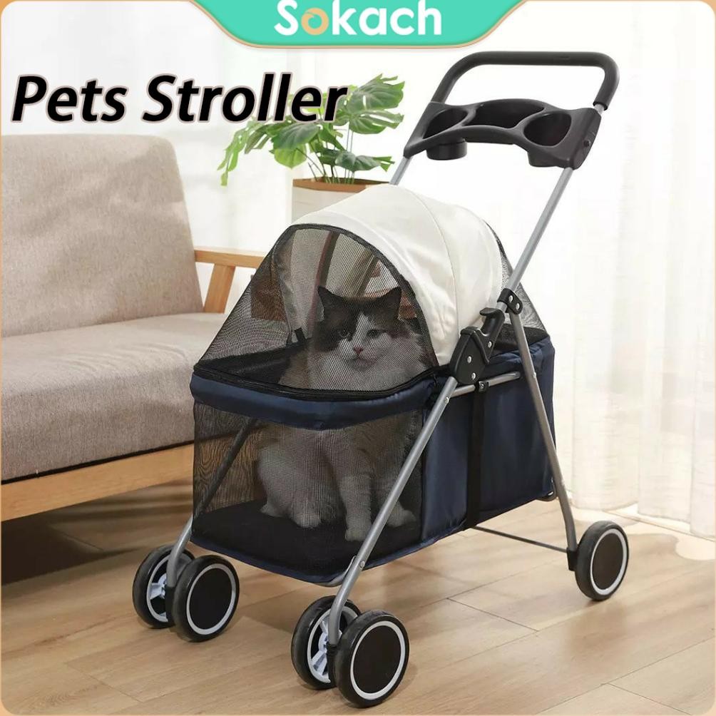Jual Ready stockFoldable Pets Stroller Pet Trolley Hewan Anjing Kucing ...