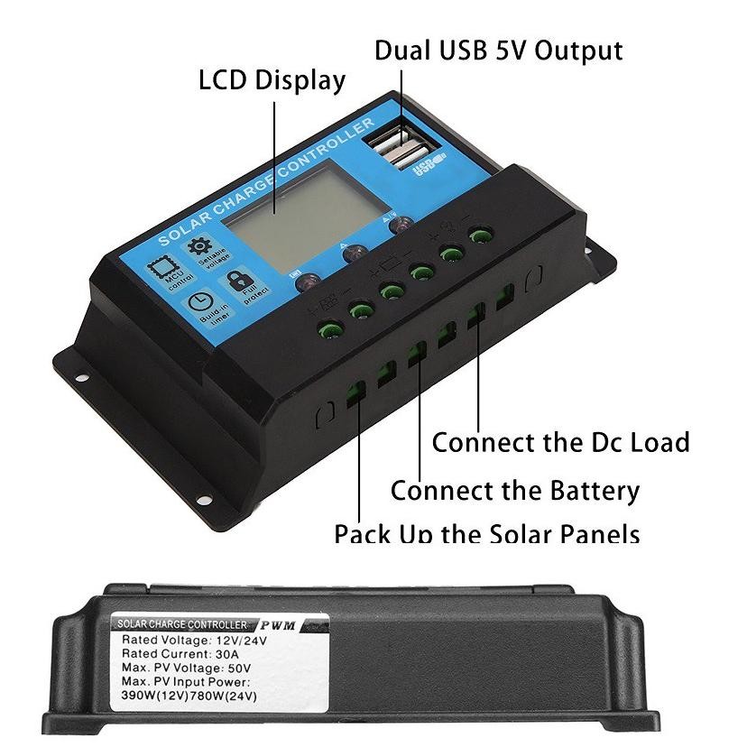 Jual Model baru - Solar Charge Controller LCD LED Display Solar PWM 12V ...