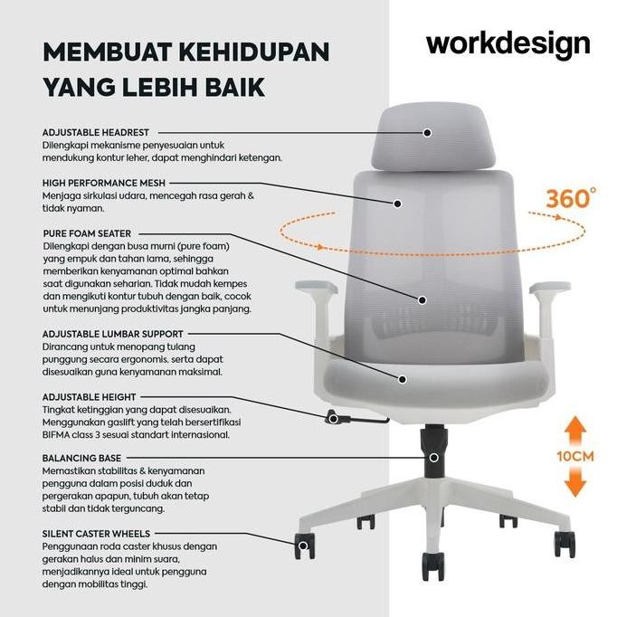 Jual WORKDESIGN - AHSOKA PC KURSI KANTOR / KURSI KERJA ERGONOMIS ORIGINAL DAN TERPERCAYA ...