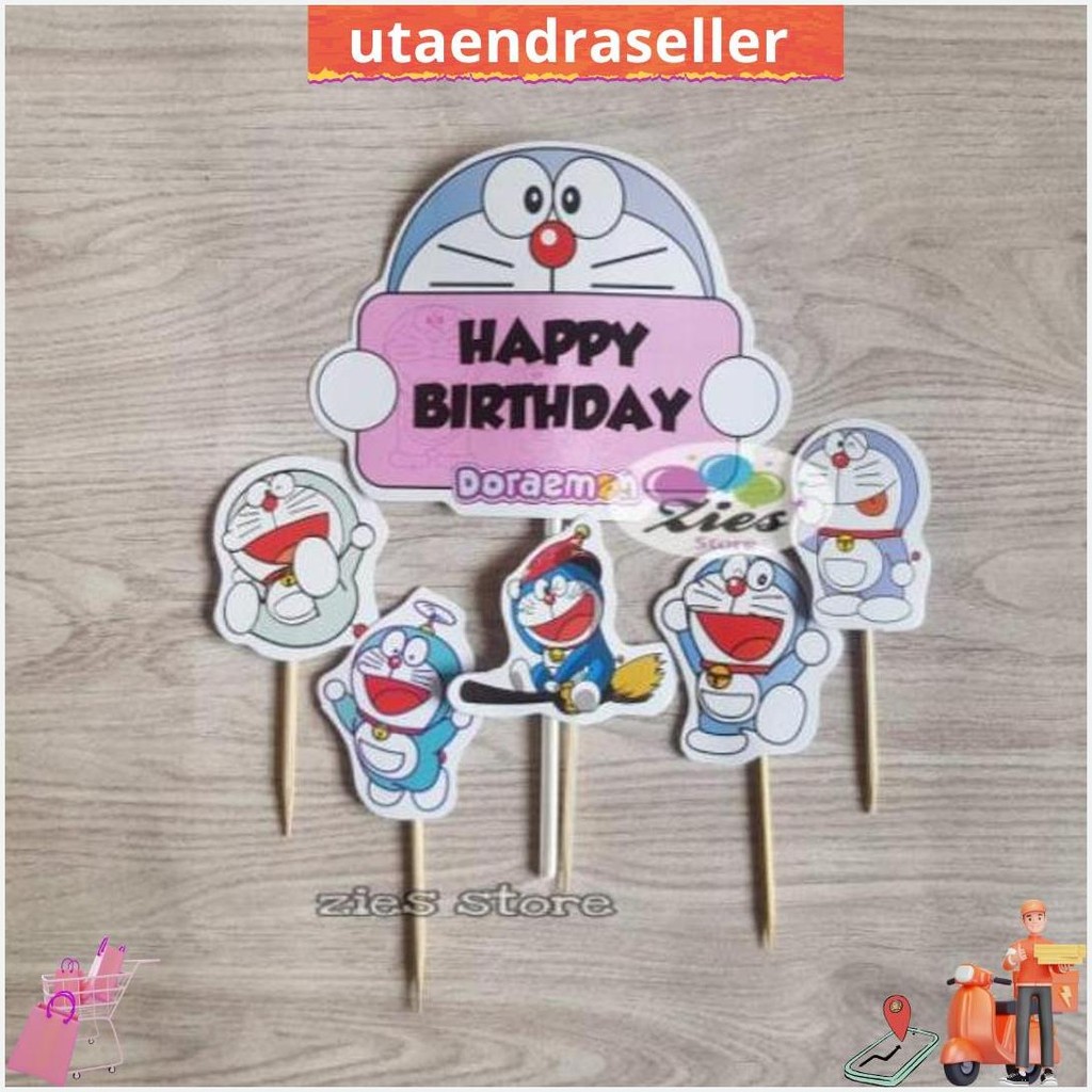 Jual Cake Topper Happy Birthday / Cake Topper Doraemon / Hiasan Kue ...