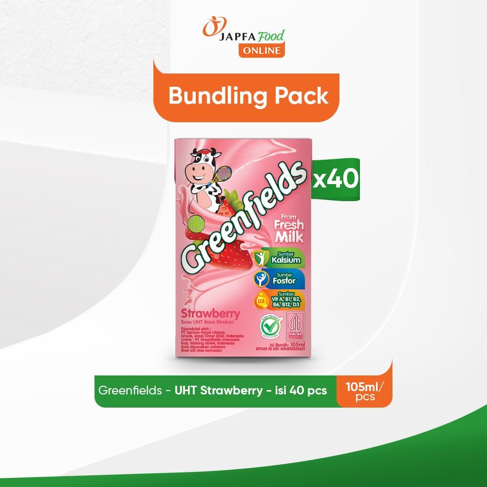 Jual Greenfields Susu UHT Strawberry 105 ml - isi 40 pcs - 100% Fresh Milk dari Greenfields Farm ...