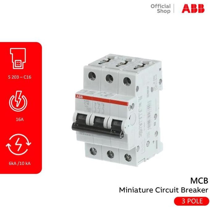 Jual [Abb] Mcb 3P 16A 6Ka S203-C16 2Cds253001R0164 | Shopee Indonesia