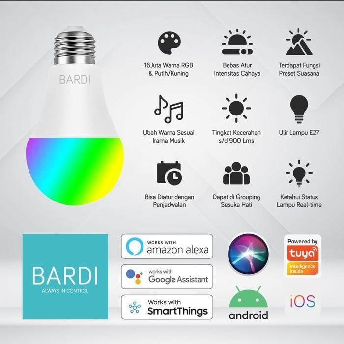 Jual Ll Bardi Smart Home Light Bulb Led 12W Rgb+Www Wifi For Google ...