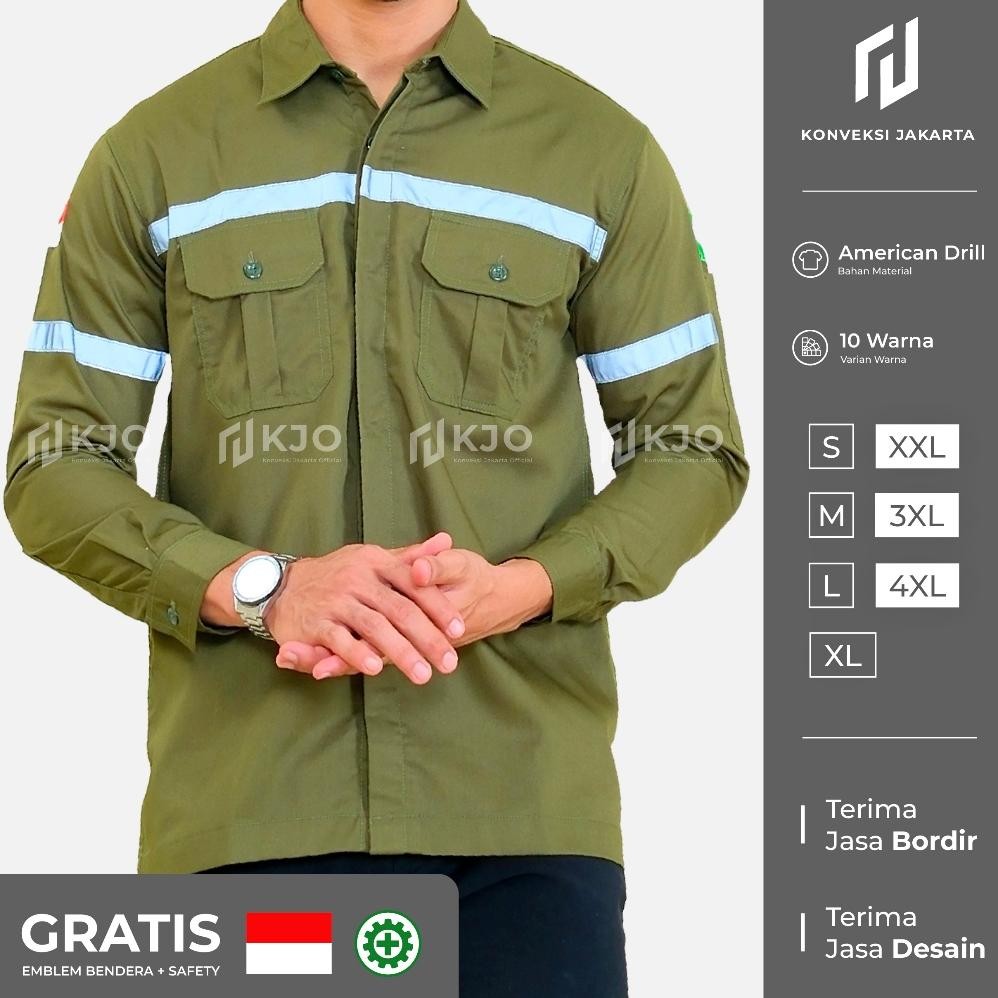 Jual Baju Wearpack Kemeja Safety K3 Proyek Tambang Lengan Panjang ...
