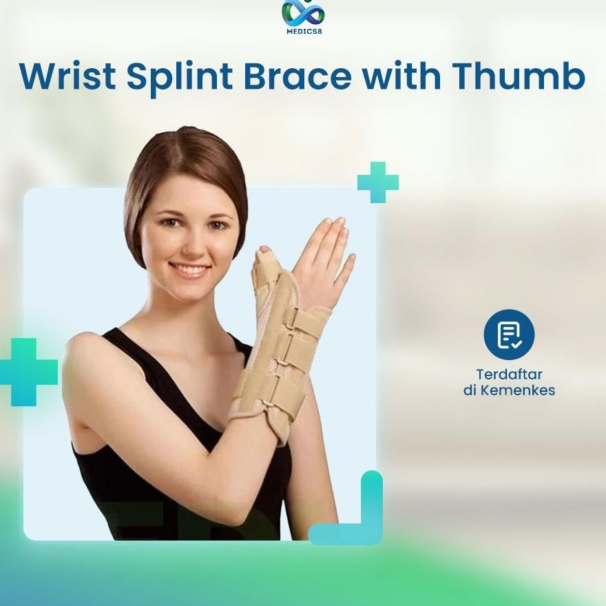 Jual Medics8 Indonesia Wrist Splint Brace With Thumb Penyanggga Belat ...