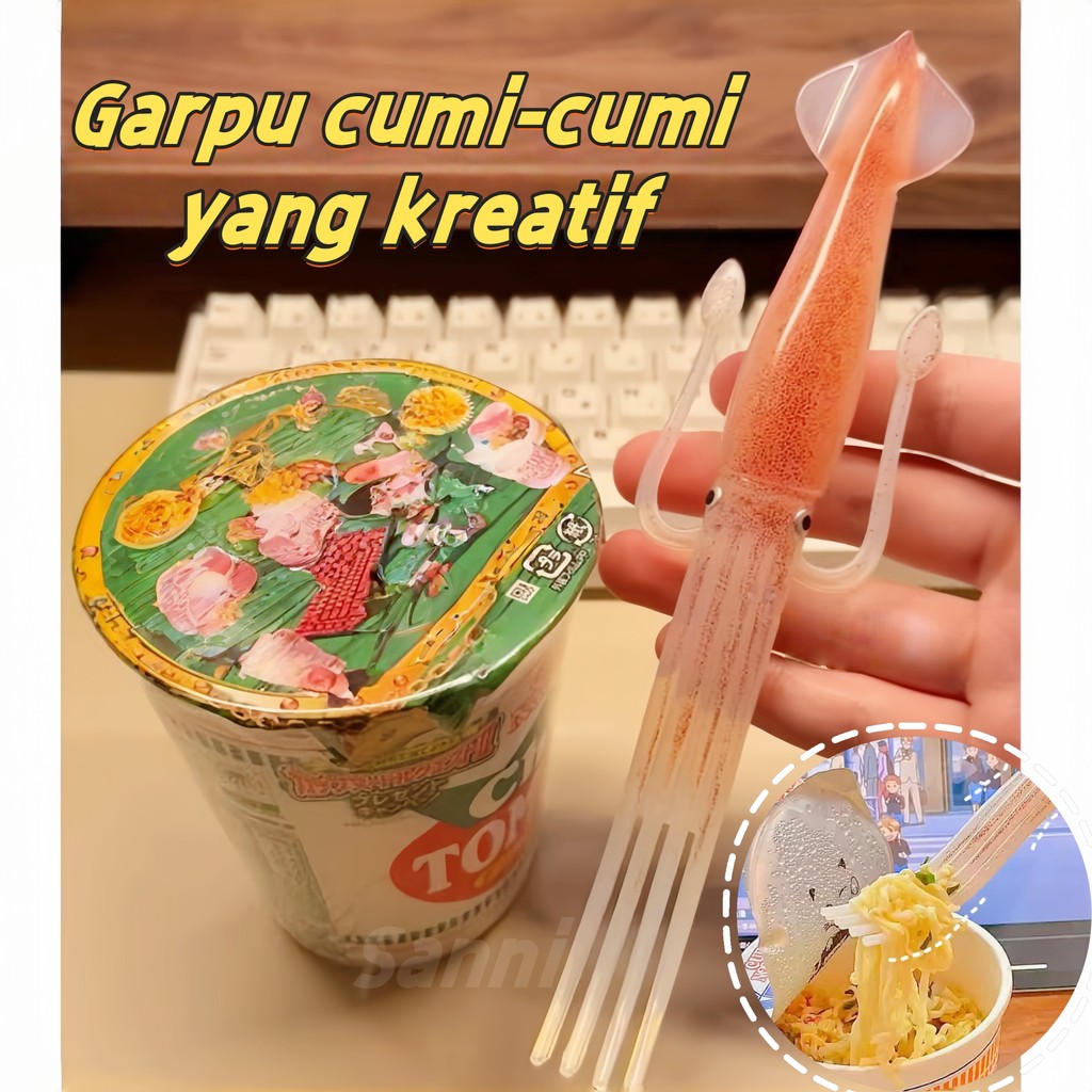 Jual [READY]Sendok Mie Cumi Lucu Unik Sendok/ Garpu Jepang Garpu ...