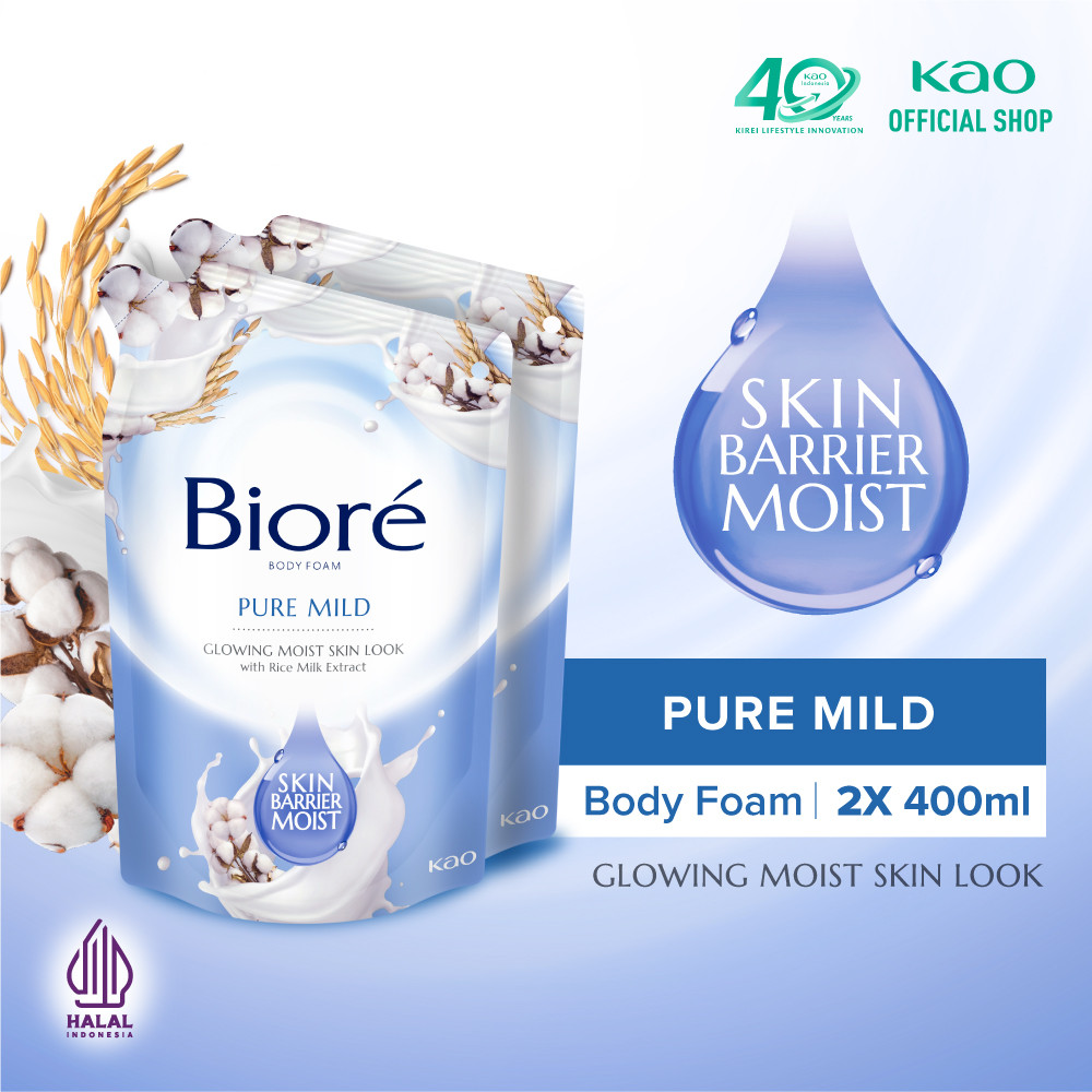 Jual Biore Body Foam Sabun Mandi Cair Pure Mild Pouch 400ml Twinpack | Shopee Indonesia