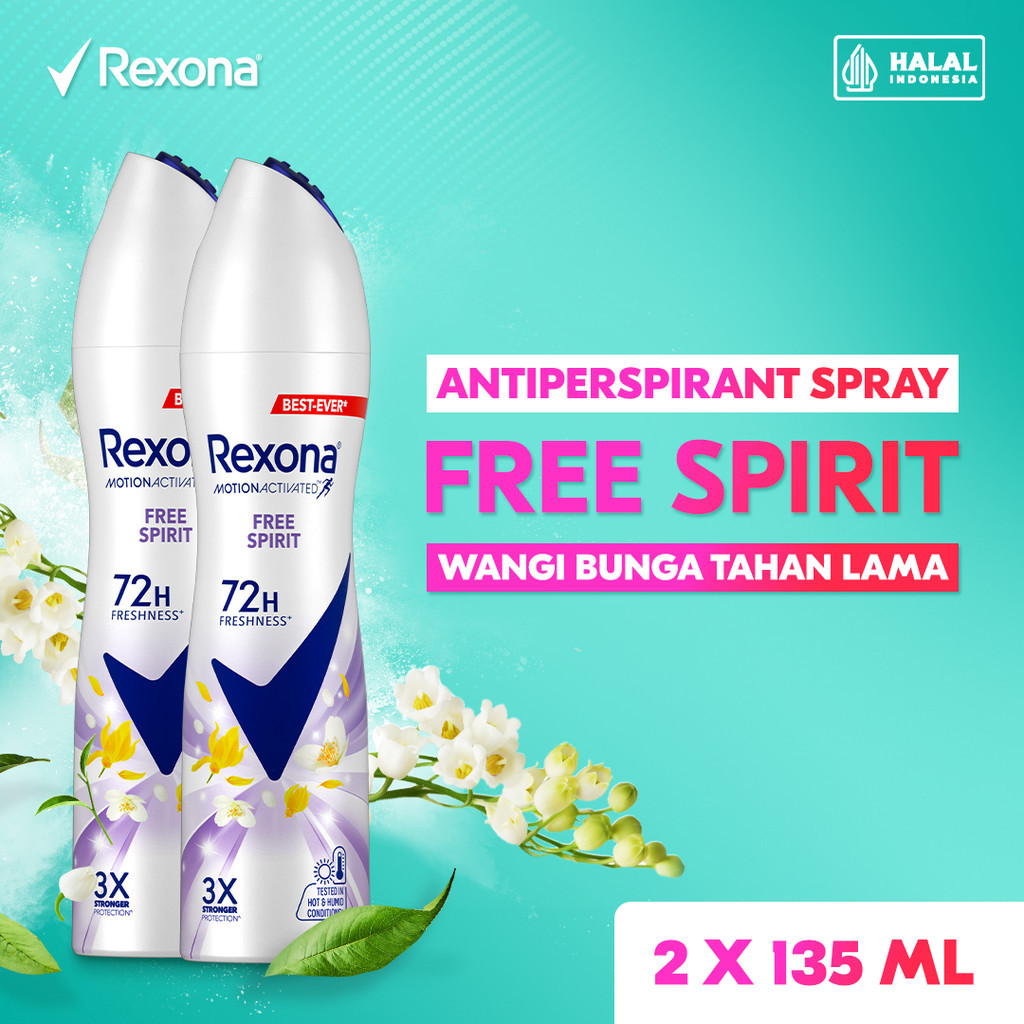 Jual Rexona Antiperspirant DEODORANT SPRAY Free Spirit 135ml - Twinpack ...