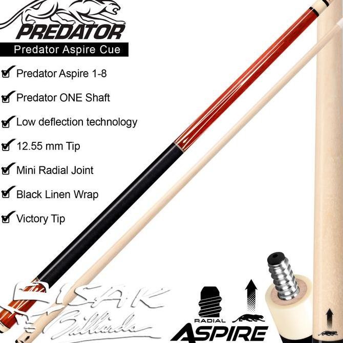 Jual PREDATOR ASPIRE 1-8 POOL CUE | LOW DEFLECTION RADIAL STICK BILLIARD | Shopee Indonesia