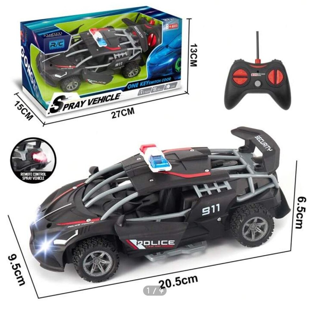 Jual MOBIL REMOTE CONTROL POLISI BUKA PINTU & BISA KELUAR ASAP BATERAI ...