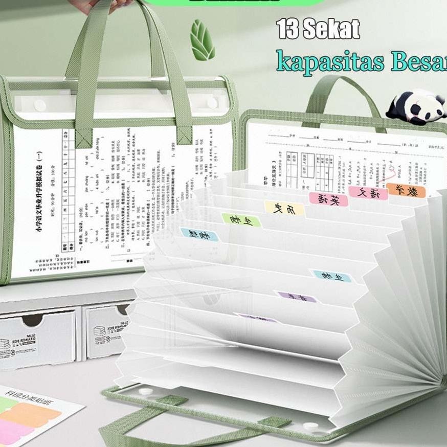 Jual Ready Transparan File Folder A4 13 Sekat Document Bag Map Dokumen Aesthetic Expanding File ...