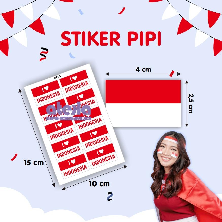 Jual Iq45 Tempelan Pipi Bendera Indonesia - Sticker Pipi Merah Putih ...