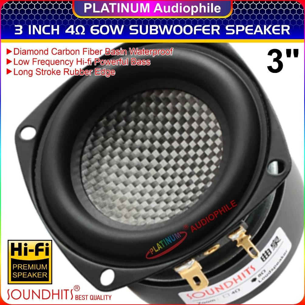 Jual Speaker Subwoofer 3 inch Speker Woofer Bass 3" 4 ohm 60W Diamond ...