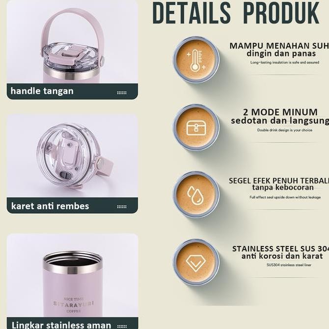 Jual SITARAYURI - THERMOS HANDLE 2in1 KAPASITAS 900 ML TAHAN PANAS DAN ...