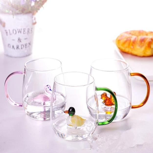 Jual Gelas Kaca Unik Karakter Lucu Cangkir Kopi Susu Teh Borosilicate Tahan Panas KTS | Shopee ...