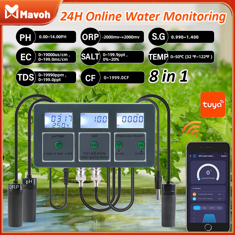 Jual 24 Hours Online Water Monitoring 8 in1 Water Quality Tester PH/ORP ...