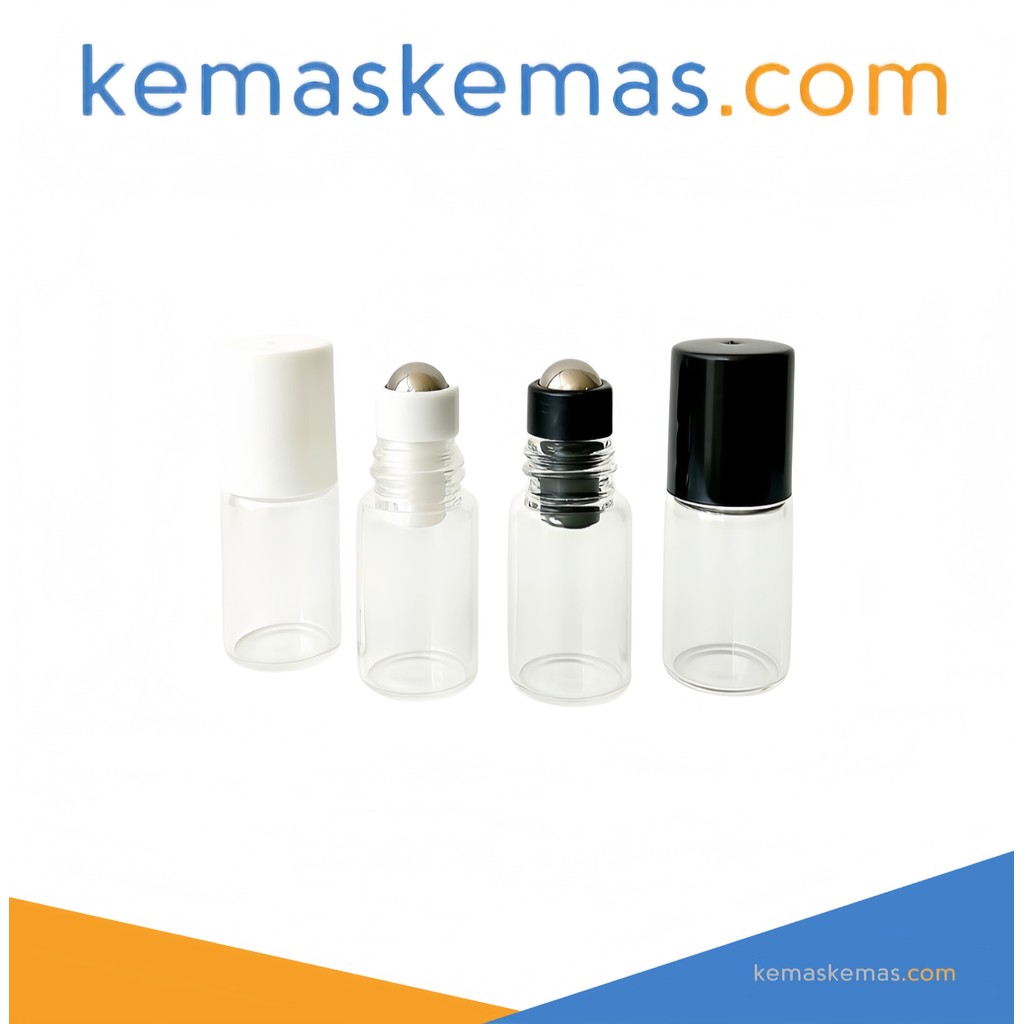 Jual Botol Roll On Kaca Clear Bola Roller Stainless Tutup Plastik Hitam ...