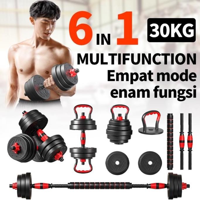 Jual NS Dumbbell Barbel set peralatan fitness 30 kg bisa disambung Tiang Angkat Olahraga ...