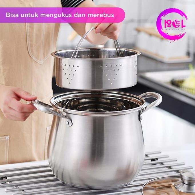 Jual [POL] COD Panci Aladin + Steamer | Panci Tinggi 22cm | Panci Stock ...