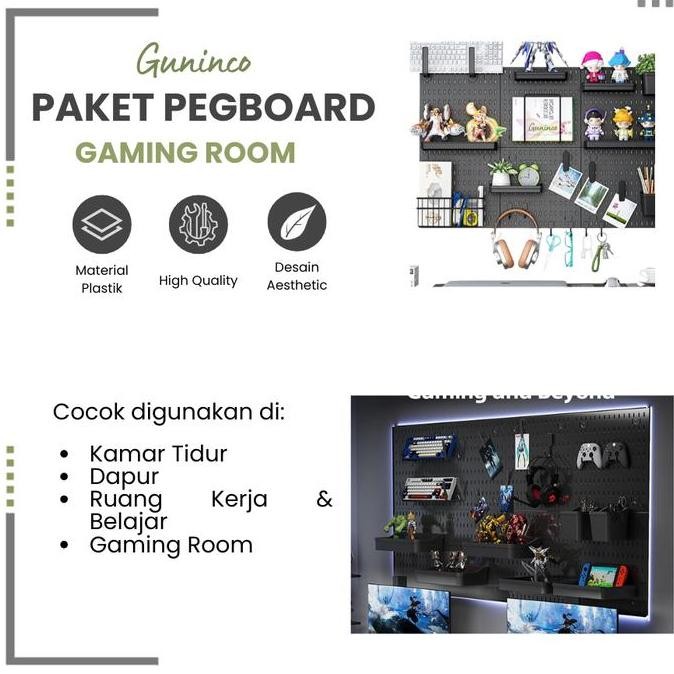 Jual terbaru paket pegboard rak dinding gaming setup guninco - rak ...