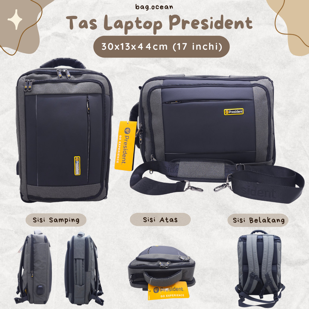Jual Tas President Kanvas 2 Fungsi Banyak Ruang 18 INCHI ORIGINAL ...