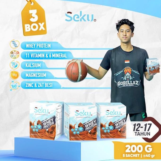 Jual Murah 3 Box Seku Susu Bubuk Whey Protein Remaja 12-17 Tahun Rasa ...