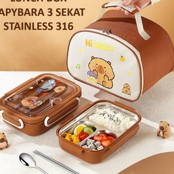 Jual Lunch Box Viral Kekinian Capybara Stainless 316 Kotak Makan Sekat ...