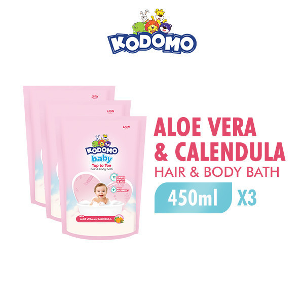 Jual Kodomo Top To Toe Pink Refill 450 ml x3 | Shopee Indonesia